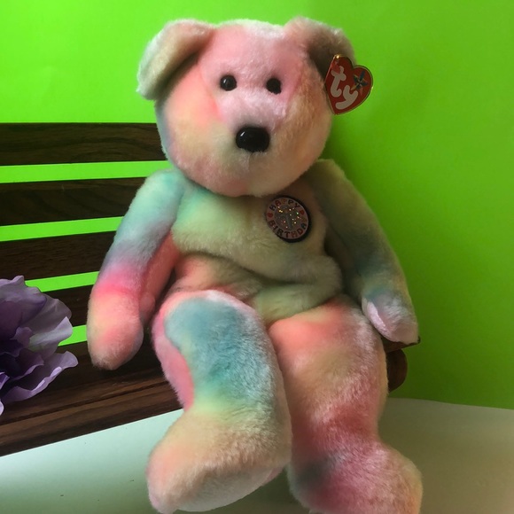 Toys | Bb Bear Birthday Bear Tydye Ty Buddy Rainbow | Poshmark